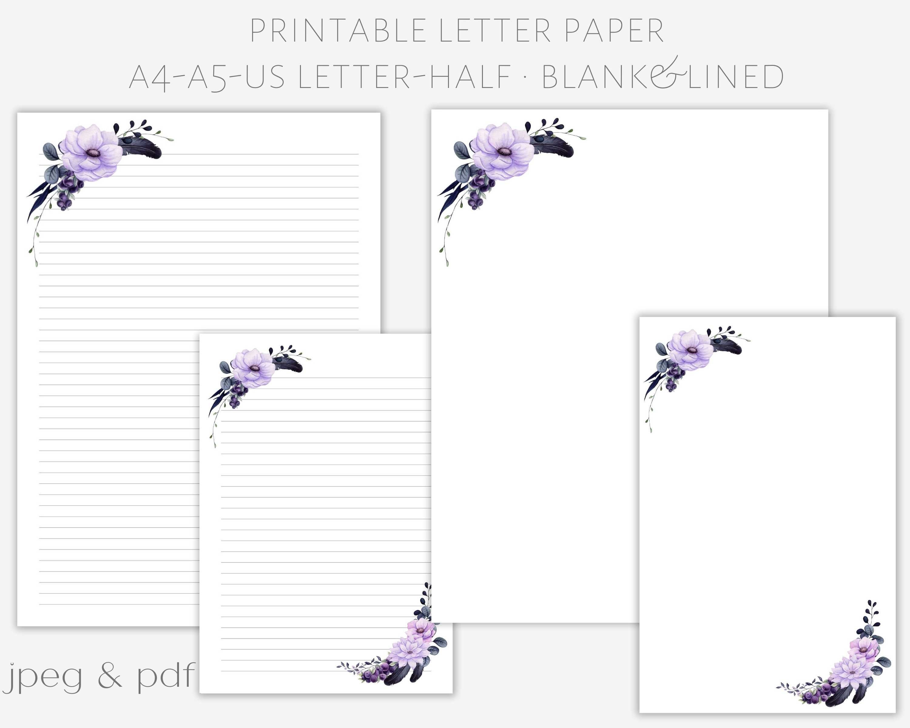 Printable Floral Letter Paper Letter Writing Paper Letter | Etsy