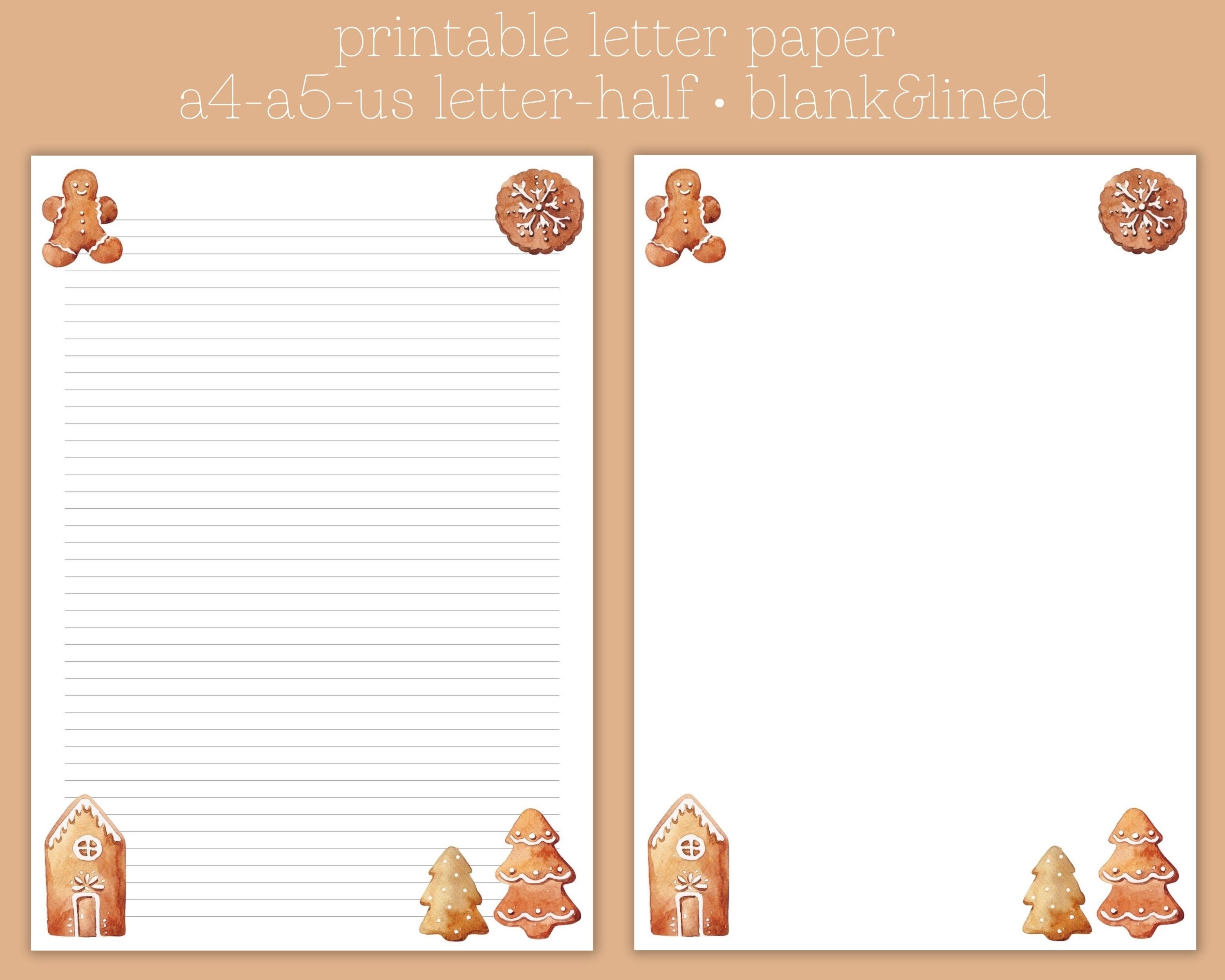Christmas Letter Writing Paper: Gingerbread Theme (printable) - Etsy