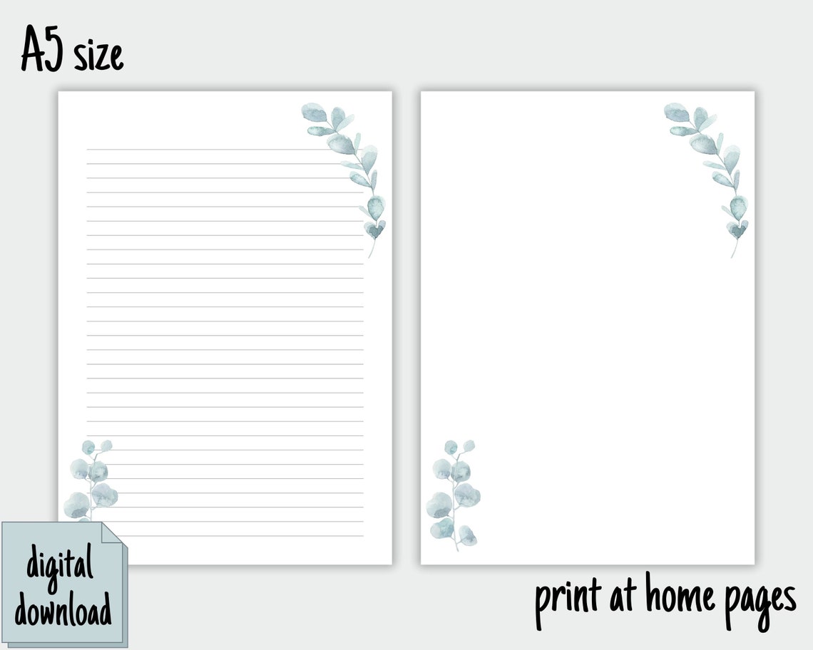 Floral Printable Letter Paper Line Sheet Writing Paper - Etsy Canada
