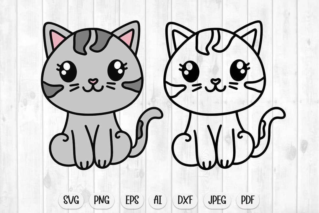 Cute Cat Svg, Cat Svg, Cute Svg, Animal Svg, Cat Baby Svg, Kawaii Svg ...