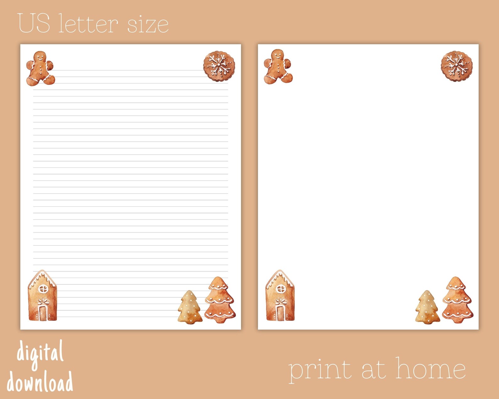 Christmas Letter Writing Paper: Gingerbread Theme (printable) - Etsy