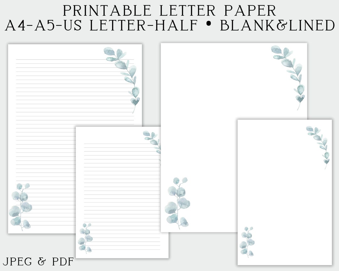 Floral Printable Letter Paper, Line Sheet, Writing Paper Printable ...