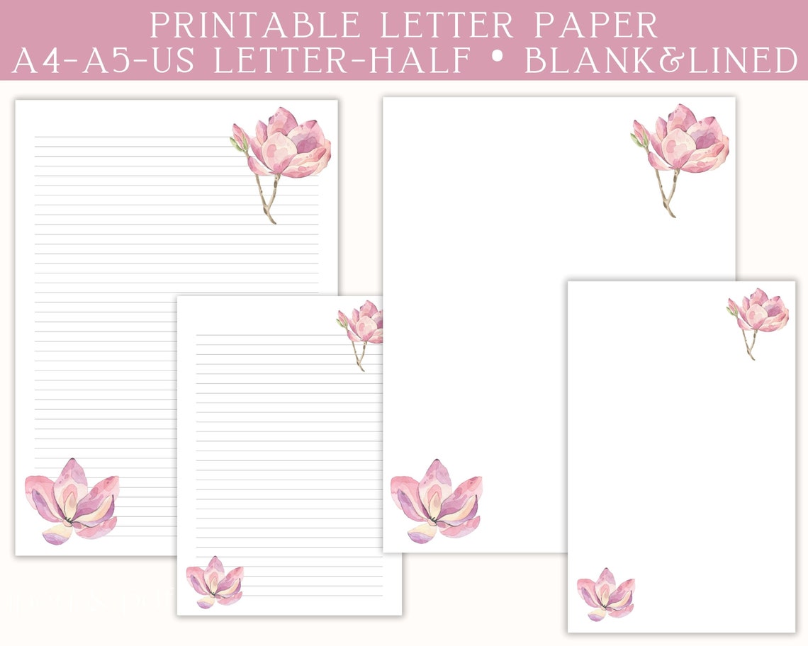 Floral Printable Letter Paper Letter Writing Set Letter | Etsy