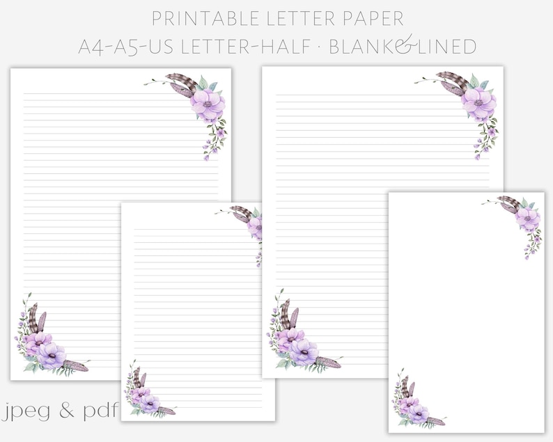 Printable Floral Letter Paper Letter Writing Paper Letter - Etsy