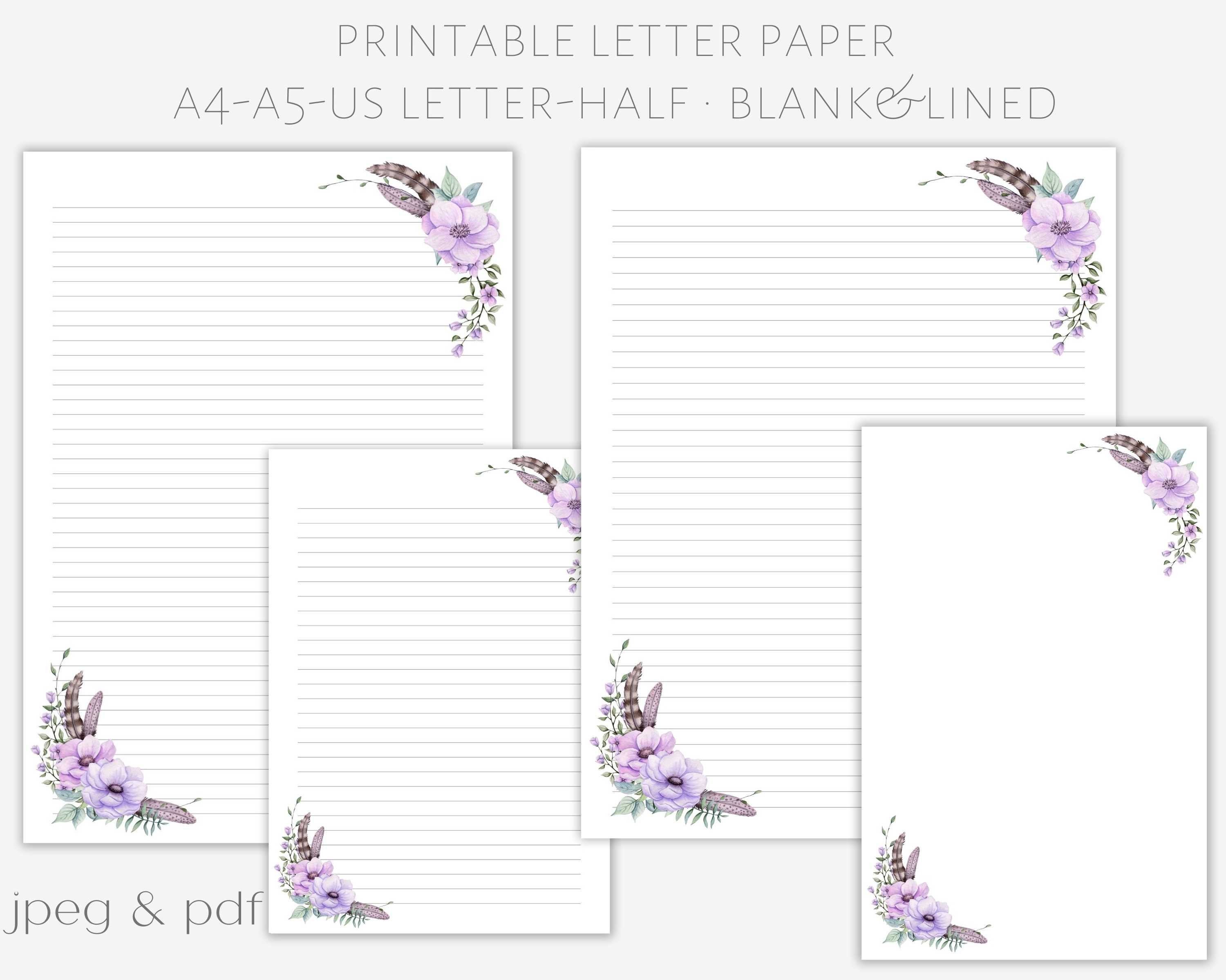 Printable Floral Letter Paper Letter Writing Paper Letter - Etsy