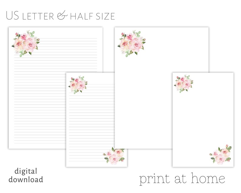 Printable Floral Letter Paper Letter Writing Paper Letter - Etsy