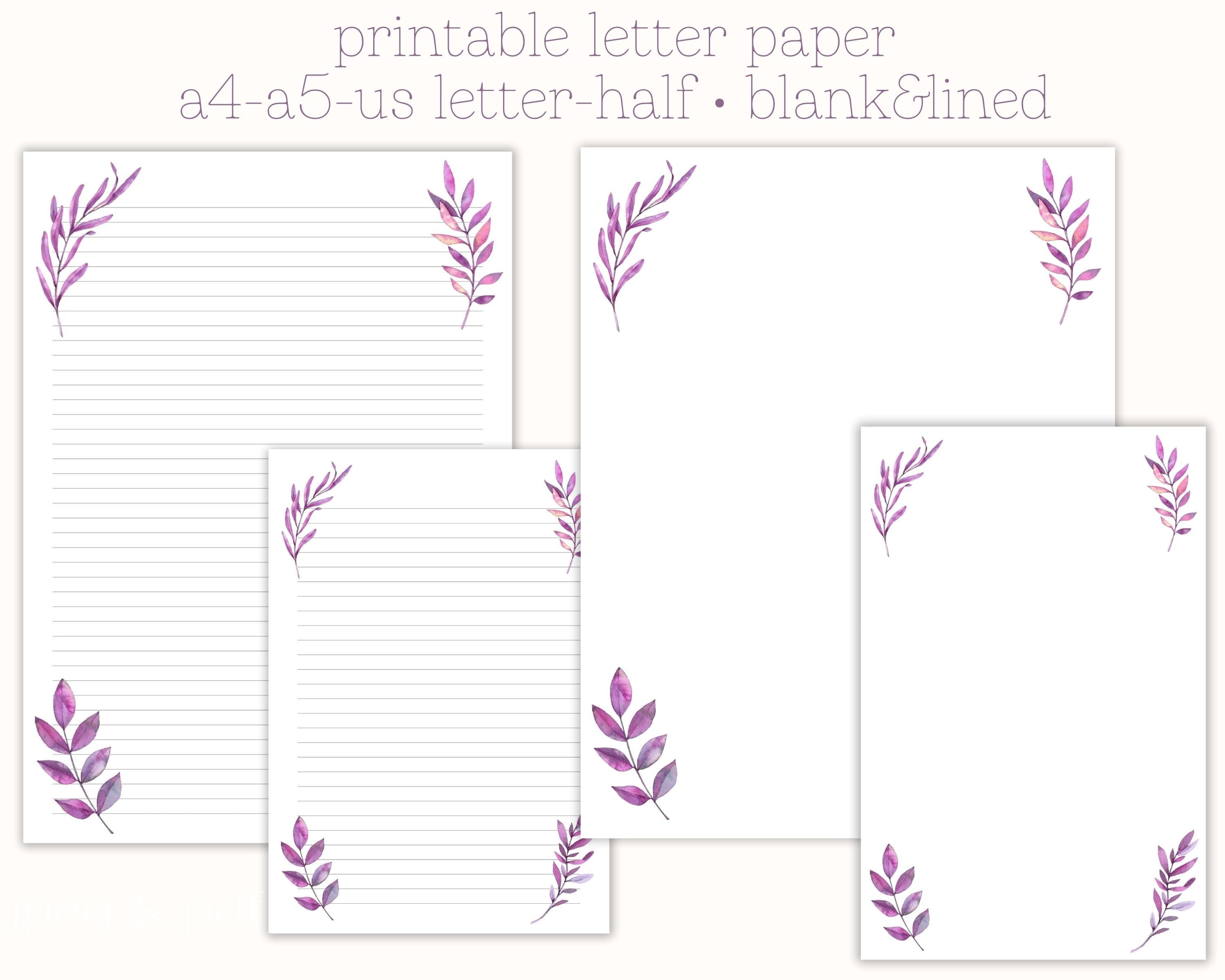 Watercolor Leaves Printable Letter Paper Writing Paper | Etsy