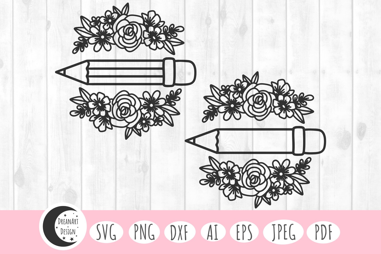 Pencil Svg Teacher Pencil Svg Floral Pencil Svg School Svg - Etsy