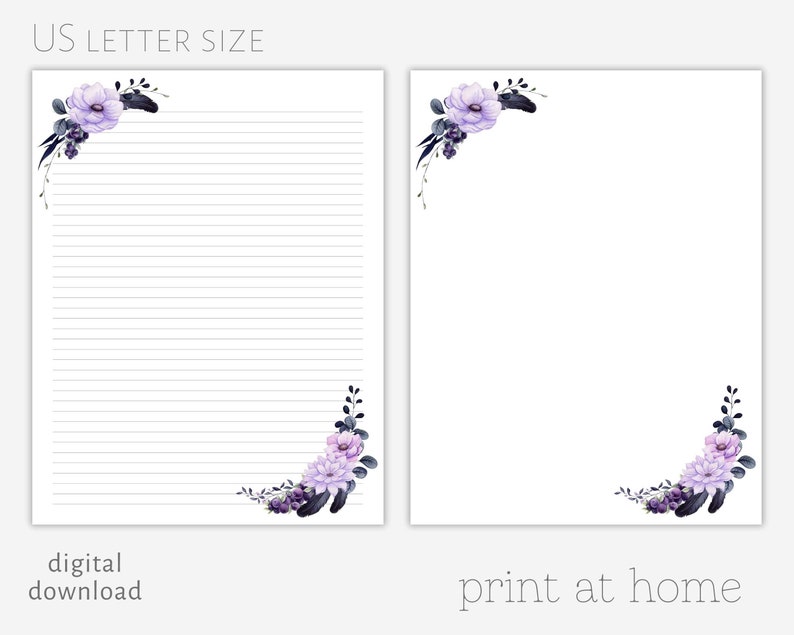 Printable Floral Letter Paper Letter Writing Paper Letter | Etsy