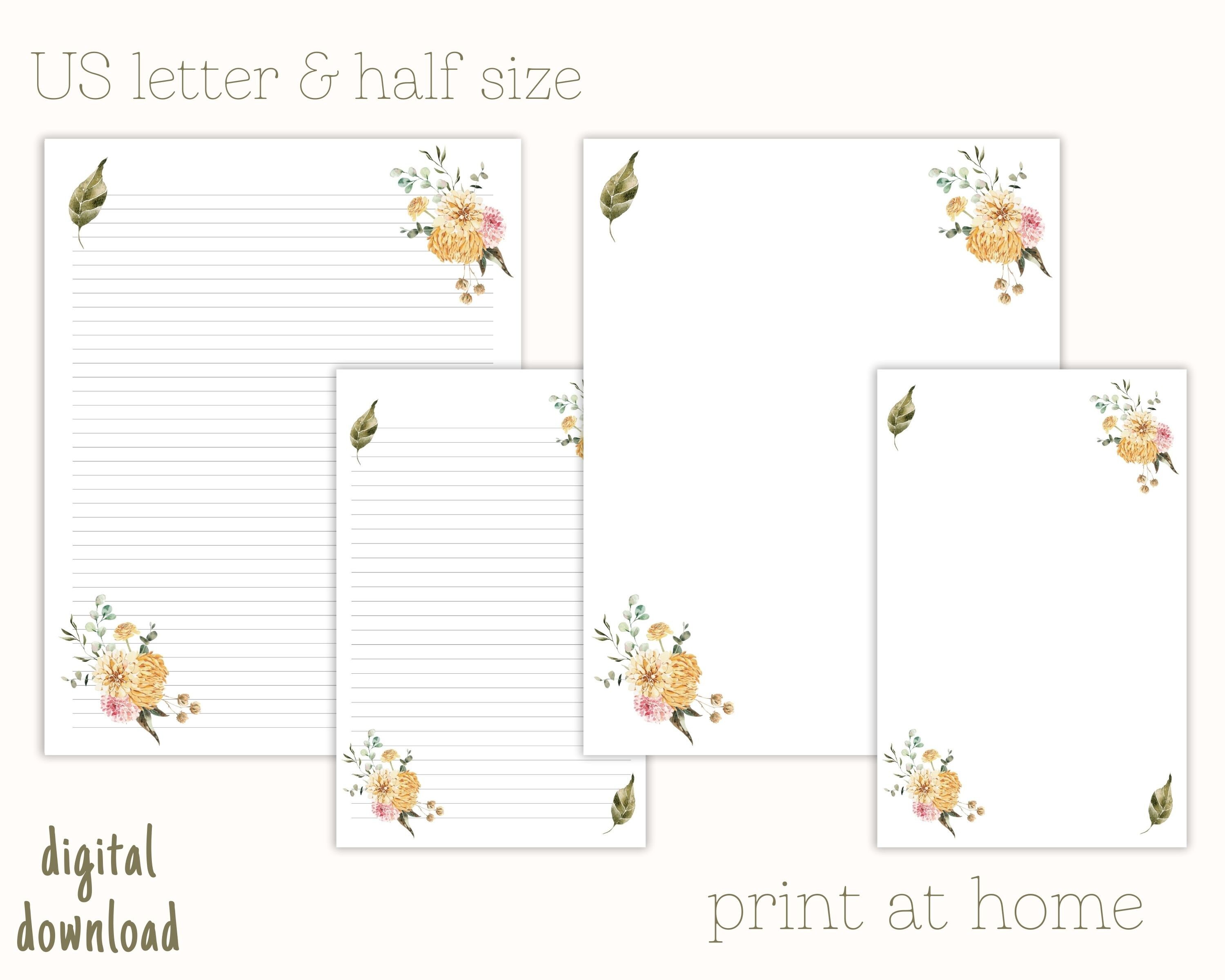 Floral Bouquet Printable Letter Paper Writing Paper Set | Etsy