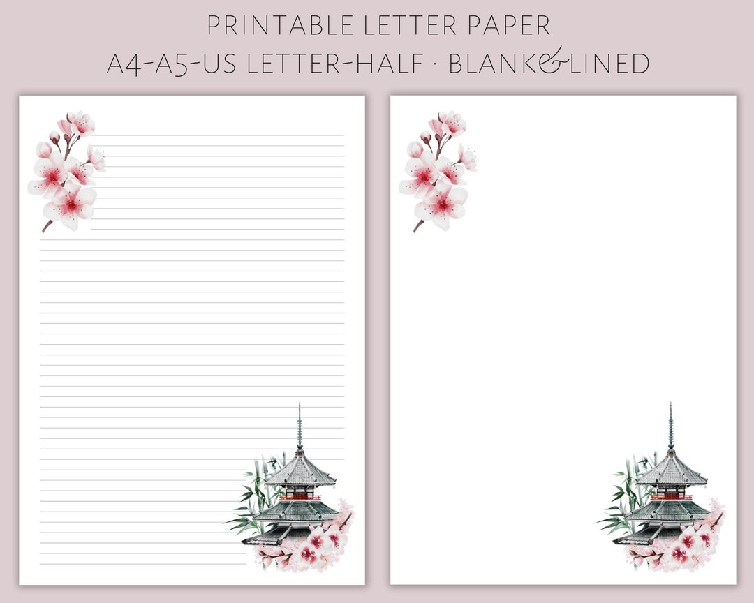 Sakura Floral Printable Letter Paper: Japanese Stationery (digital ...