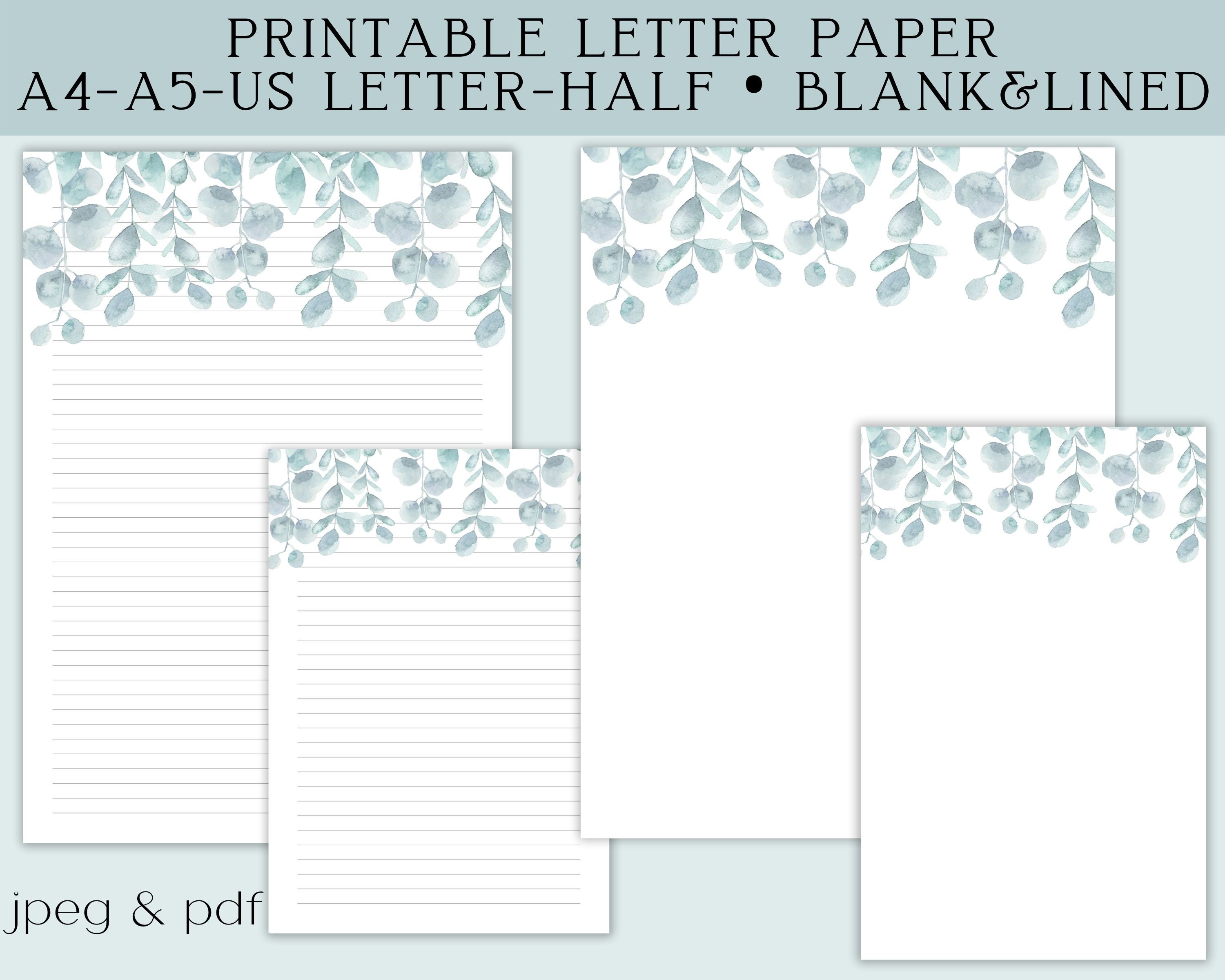 Blue Leaves Printable Stationary Printable Writing Paper | Etsy