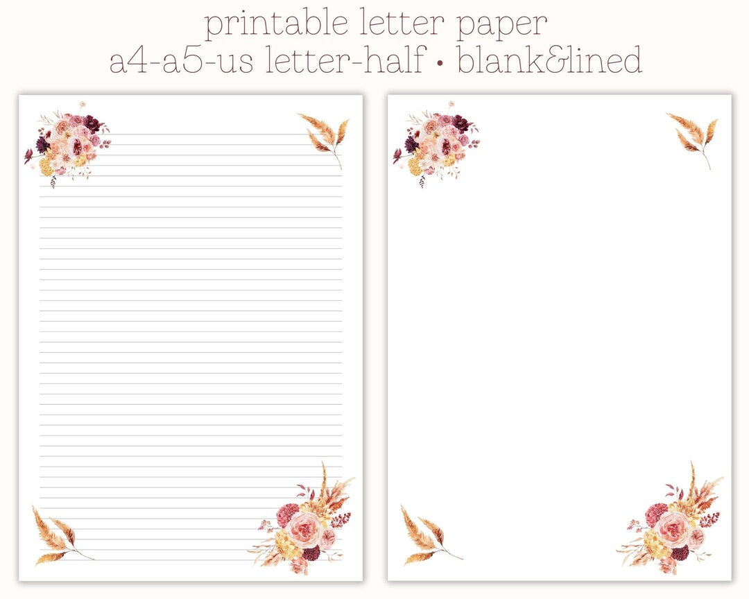 Fall Printable Letter Paper, Writing Paper, Line Sheet, Printable ...