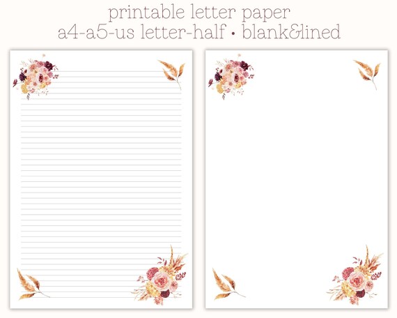 Fall Printable Letter Paper Writing Paper Line Sheet | Etsy