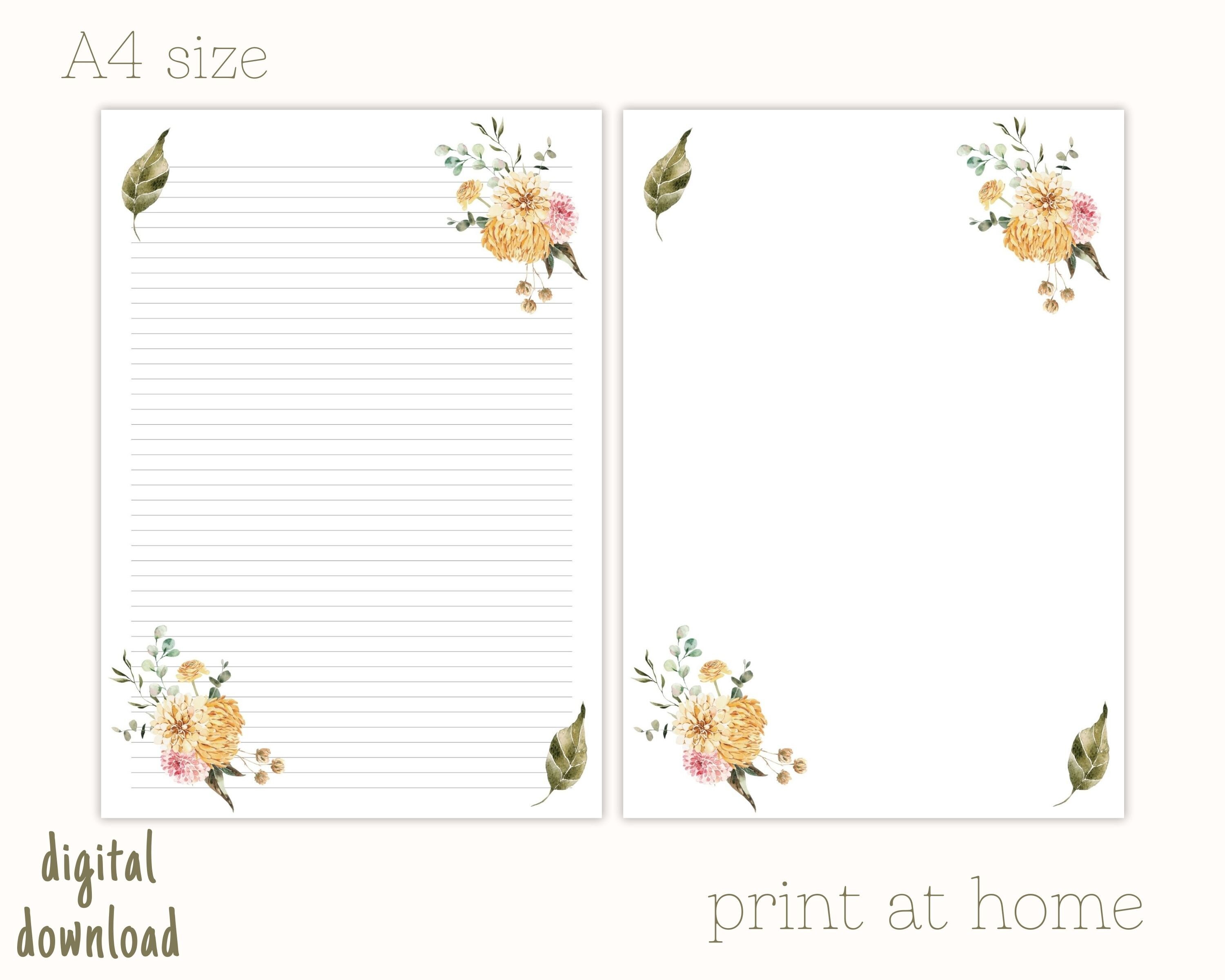 Floral Bouquet Printable Letter Paper Writing Paper Set - Etsy