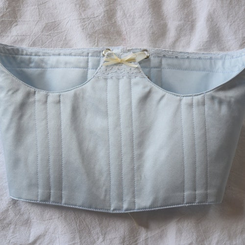 Baby Blue Silk and Lace Underbust Corset With Ribbon | Etsy