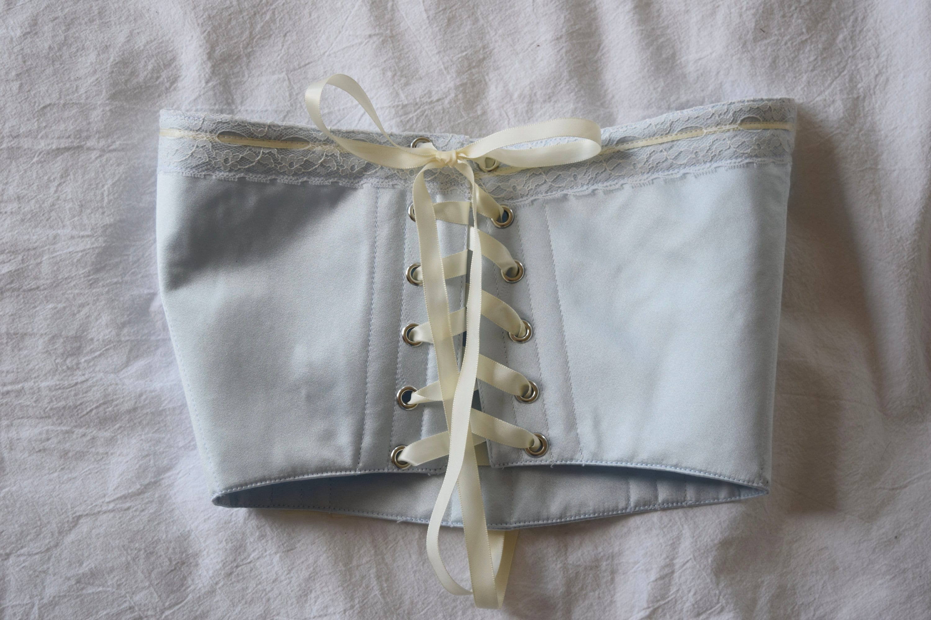 Baby Blue Silk and Lace Underbust Corset With Ribbon | Etsy