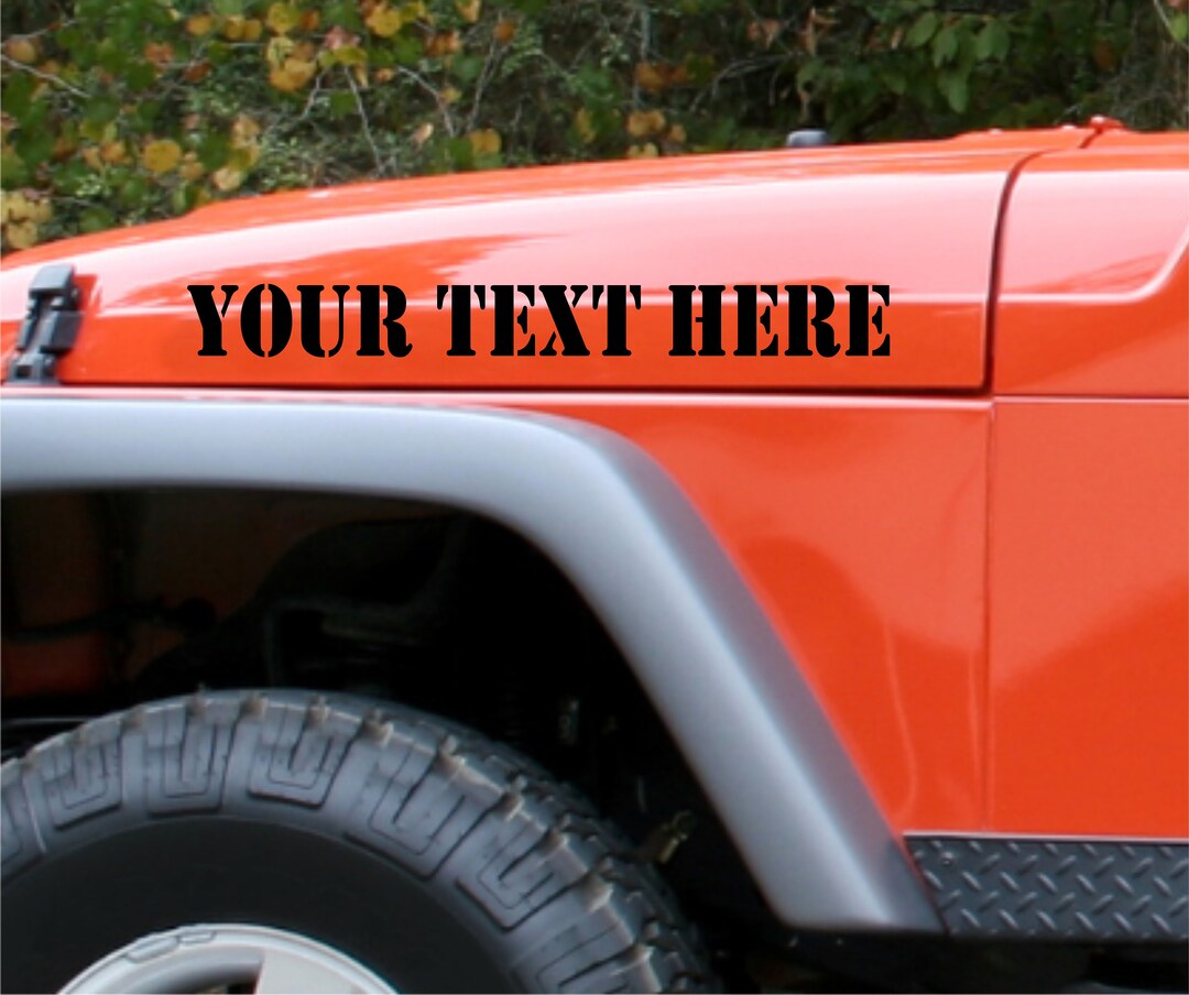 Custom Hood Decal (set of 2), Pick Your Font and Color, Custom Text ...