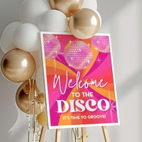 Disco Party Welcome Sign Template, Retro Disco Ball Party Banner ...