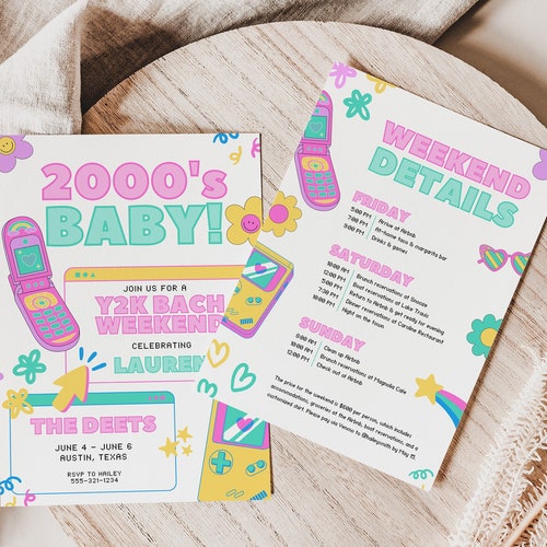 Y2k Party Invitation 2000s Theme Birthday Invite Template - Etsy