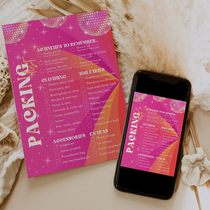 Packing List Template Bachelorette - Etsy