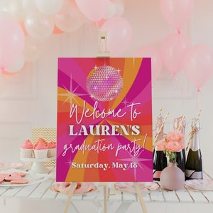Disco Graduation Party Welcome Sign Template for Retro & Groovy 70s ...