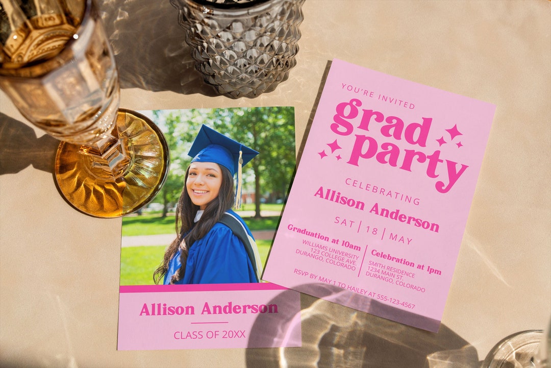 Colorful Graduation Party Invitation Template Minimalist, Retro ...