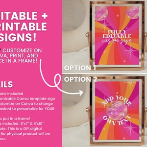 Last Disco Bachelorette Party Custom Sign Canva Template | Etsy