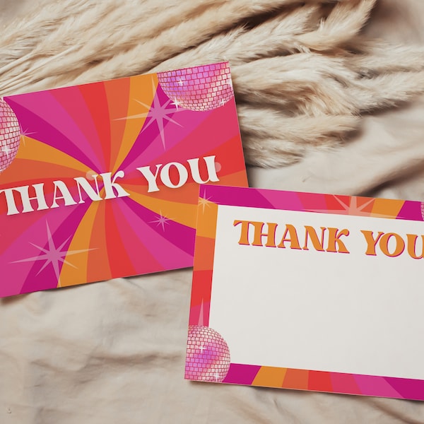 Disco Party Thank You Cards - Etsy