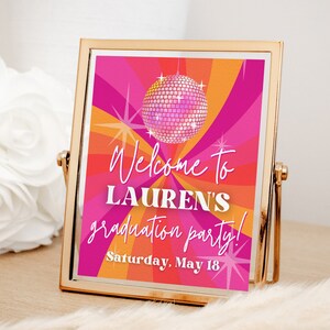 Disco Graduation Party Welcome Sign Template for Retro & - Etsy