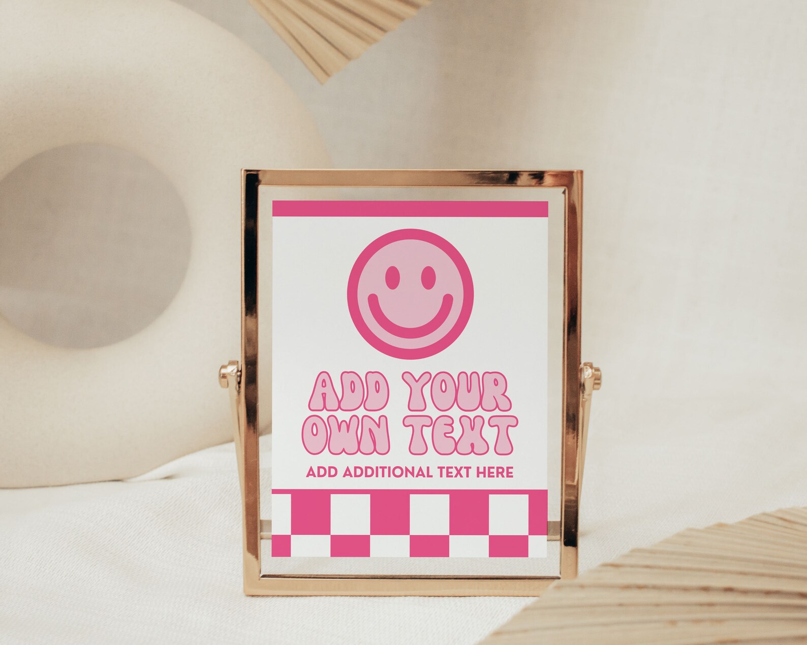 Custom Sign for Preppy Pink Smile Face Birthday Decorations, Retro ...