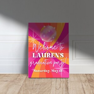 Disco Graduation Party Welcome Sign Template for Retro & Groovy 70s ...