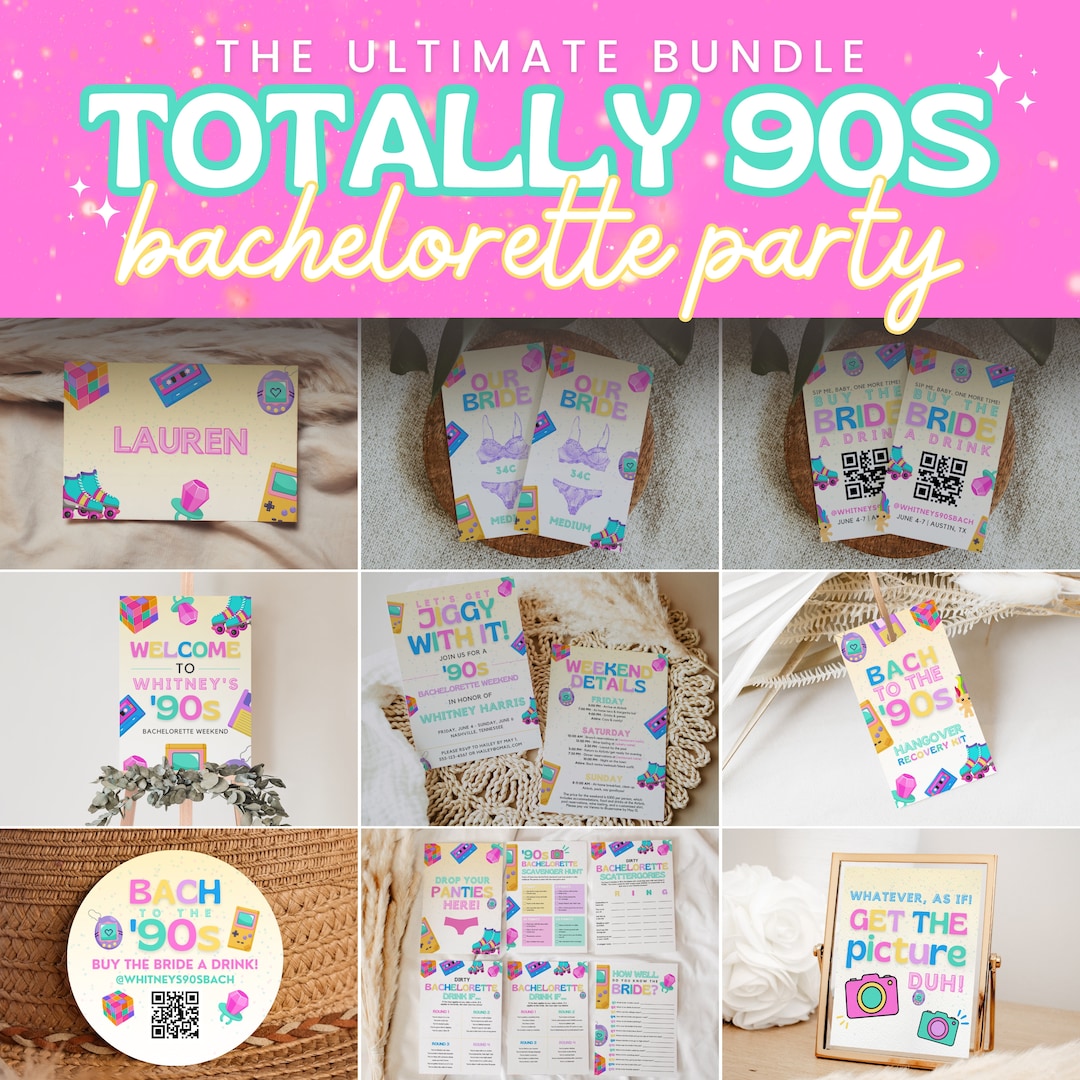 Bach to the 90s Bachelorette Party Bundle of Retro Customizable ...