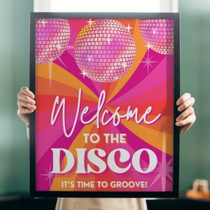 Disco Welcome Sign, 70s Welcome Sign Disco Party Sign, Disco Birthday ...