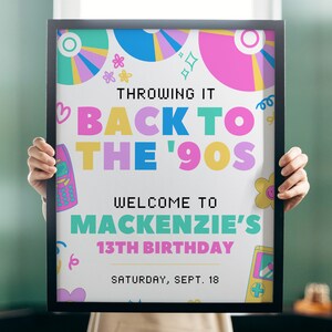 90s Welcome Sign for 90s Birthday Decorations, 90s Retro Birthday Party ...