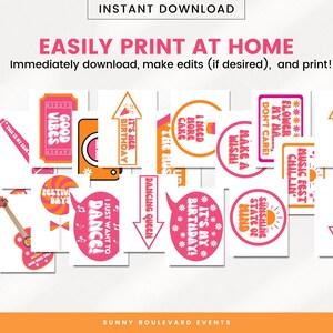 Music Festival Birthday Party Printable Photo Booth Props for Groovy ...