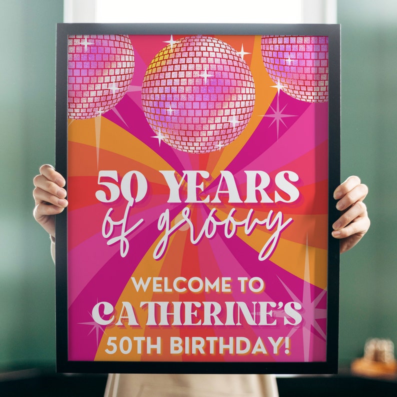 Disco 50th Birthday Disco Welcome Sign, 50th Disco Birthday Disco Party ...