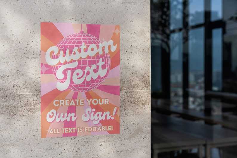 Custom Disco Sign Poster, Disco Welcome Sign Disco Party Sign, Disco ...