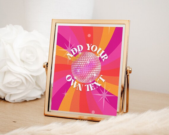 Last Disco Bachelorette Party Custom Sign Canva Template | Etsy