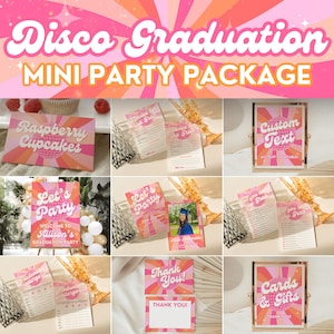 Disco Graduation Party Bundle, Graduation Disco Grad Party Invite, Pink ...