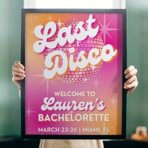 Last Disco Welcome Sign for Last Disco Bachelorette Party Decorations ...
