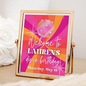 Disco Birthday Party Welcome Sign Template for Retro & Groovy 70s Bday ...