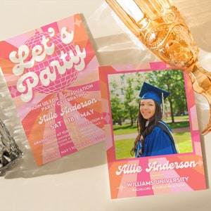 Disco Graduation Party Bundle, Graduation Disco Grad Party Invite, Pink ...