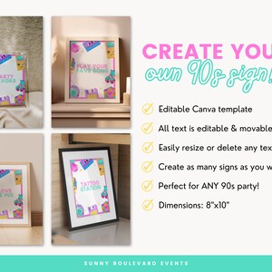 90s Party Editable & Printable Sign Decorations for Retro Birthday ...