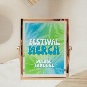 Music Festival Party Party Favors Sign for Green and Blue Tie-dye 1st ...