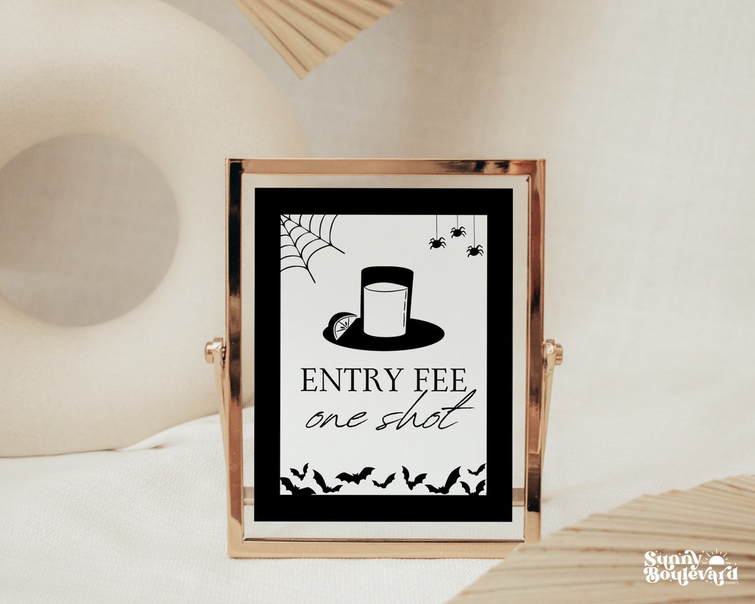 Halloween Bachelorette Party Sign Entry Fee One Shot Decorations for ...