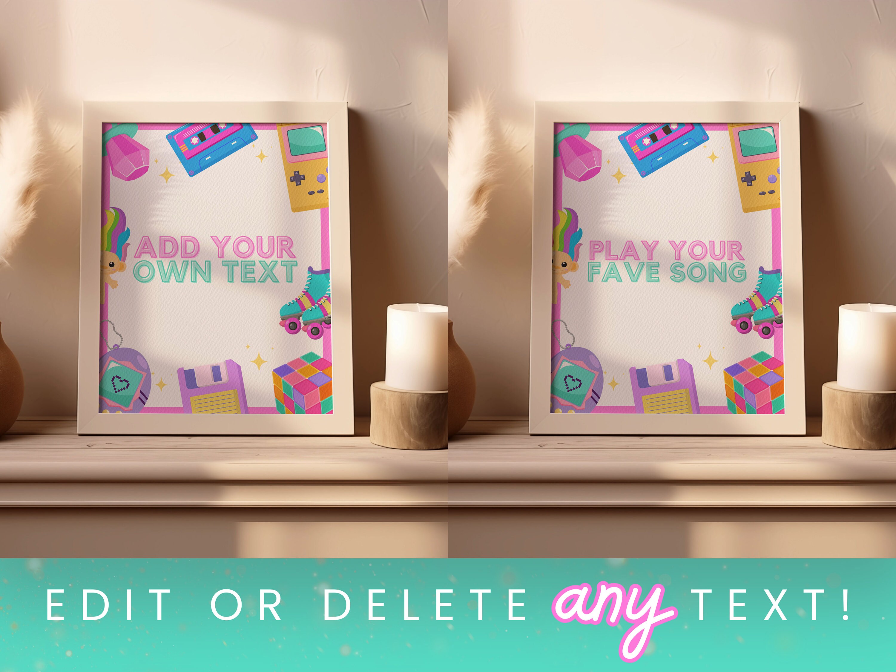 90s Party Editable & Printable Sign Decorations for Retro Birthday ...