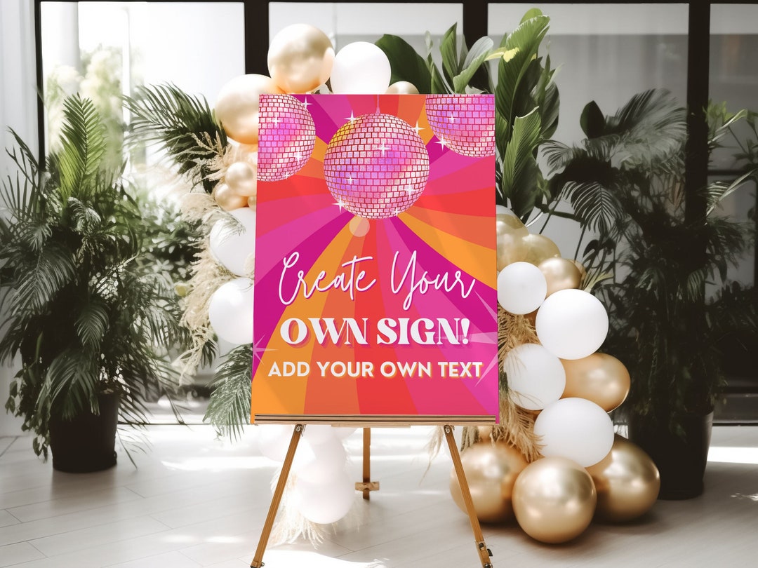 Custom Disco Sign Poster, Disco Welcome Sign Disco Party Sign, Disco ...