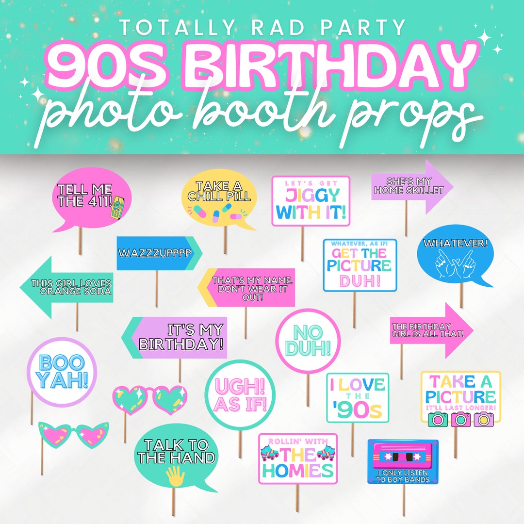 90s Birthday Party Printable Photo Booth Props for Retro Back to the ...