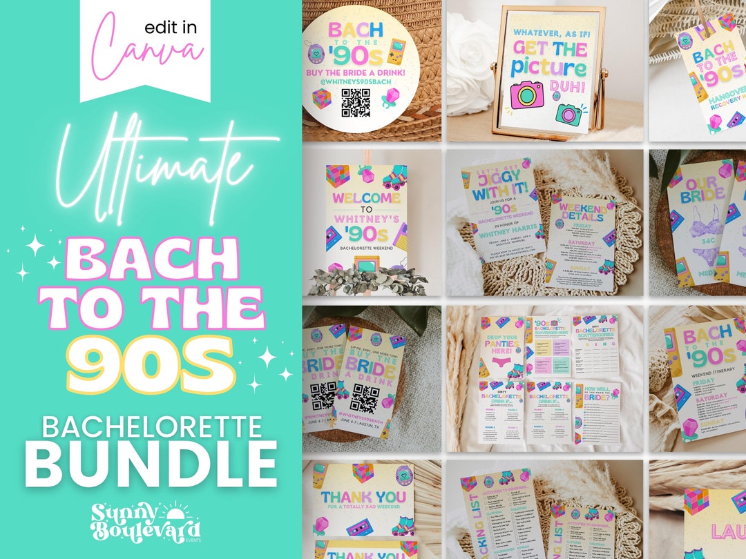 Bach to the 90s Bachelorette Party Bundle of Retro Customizable ...